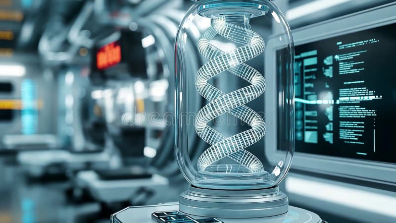 A Futuristic Biocomputer is Displayed Inside a Transparent Container ...