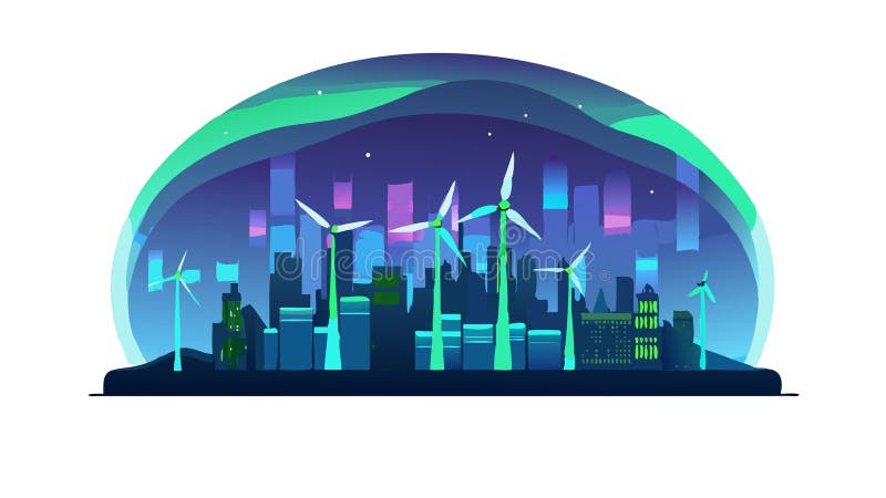 Futuristic Biodome City, Protected Urban Environment, Vector Design ...