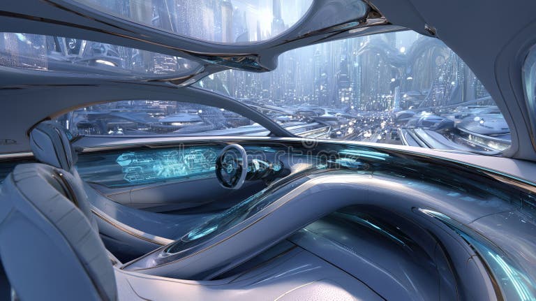 A Futuristic Bioengineered Vehicle Interior Features Sleek Lines and Biotissue Integration Stock ...