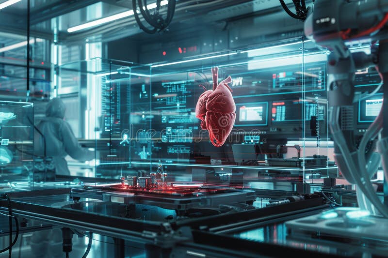 Futuristic Bioengineering Lab with Advanced Bioprinting and Holographic ...