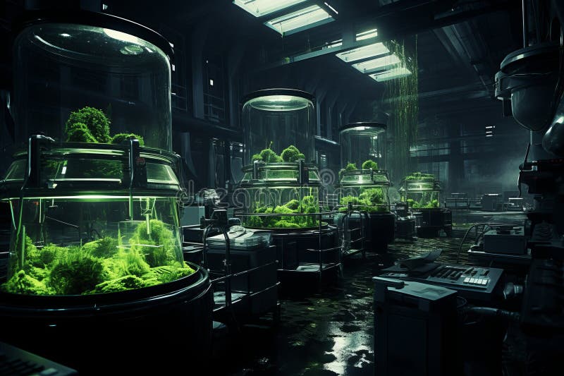 Experiments in Dark Biological Laboratory. Futuristic Biolab with ...