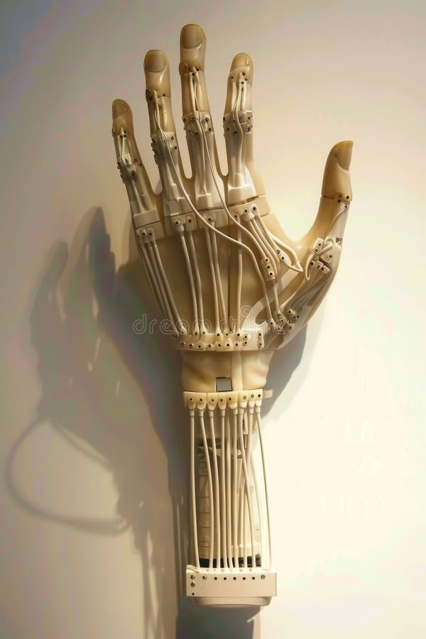 Futuristic Biomechanical Hand Design Featuring Plastic, Wires, and ...