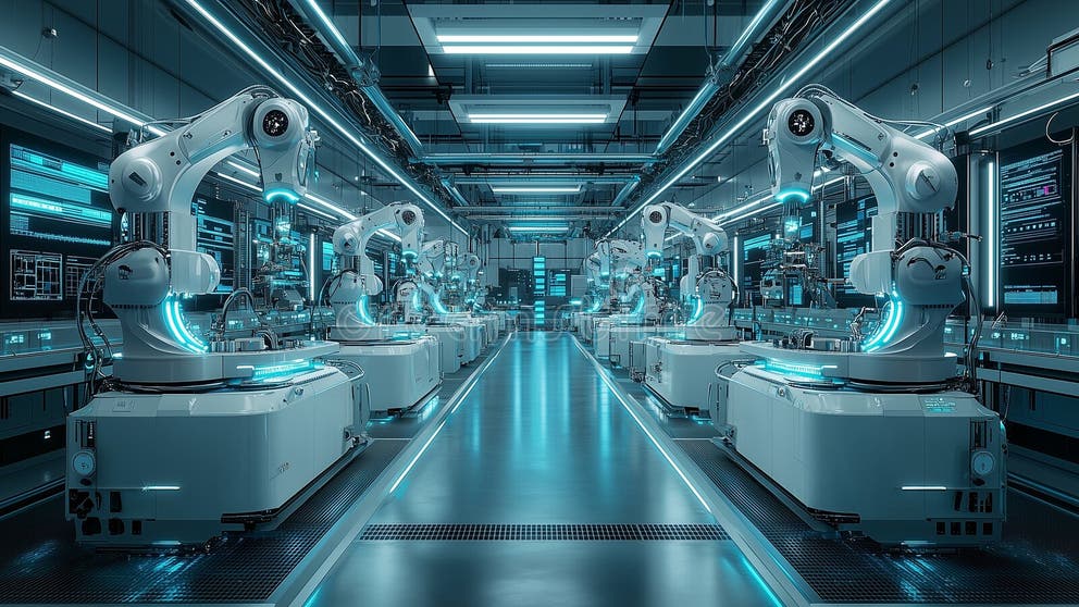 Advanced Biomechanical Humanoid Production Stock Illustration ...