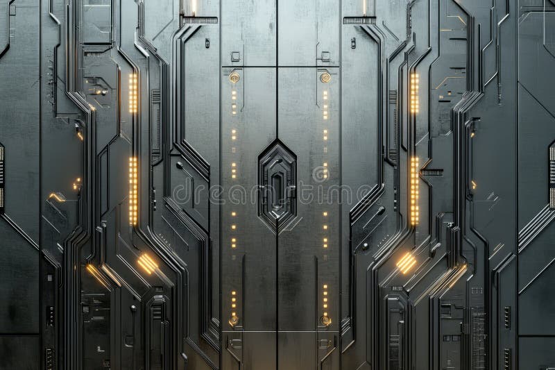 Futuristic Biomechanical Wall Texture Intricate Glowing Circuit Veins ...
