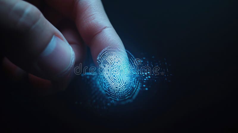 Futuristic Biometric Fingerprint Security Technology Concept Stock Illustration - Illustration ...