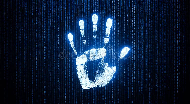 Futuristic Biometric Handprint Authentication Technology Stock ...