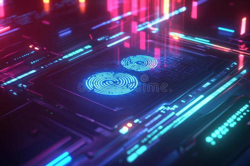 Futuristic Biometric Scanner Displaying Glowing Holographic ...