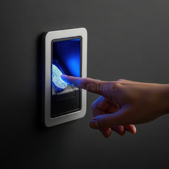 Futuristic Biometric Security System with a Finger Touching the Digital ...