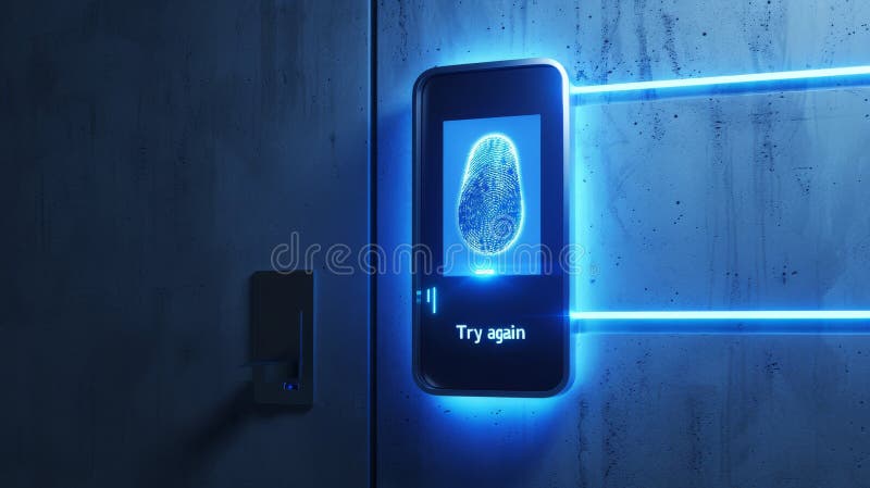 Futuristic Biometric Security System with Fingerprint Scan Stock Image - Image of access ...