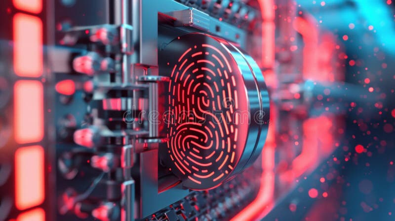 Futuristic Biometric Security System with Glowing Fingerprint Scanner ...