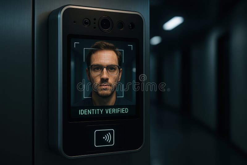 Facial Recognition Terminal with Biometric Security Interface Stock ...