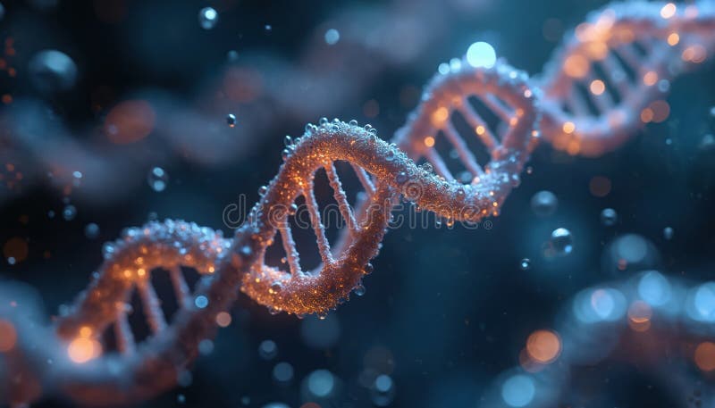 Futuristic Biomolecular Structure Glows with Light. DNA Helix ...