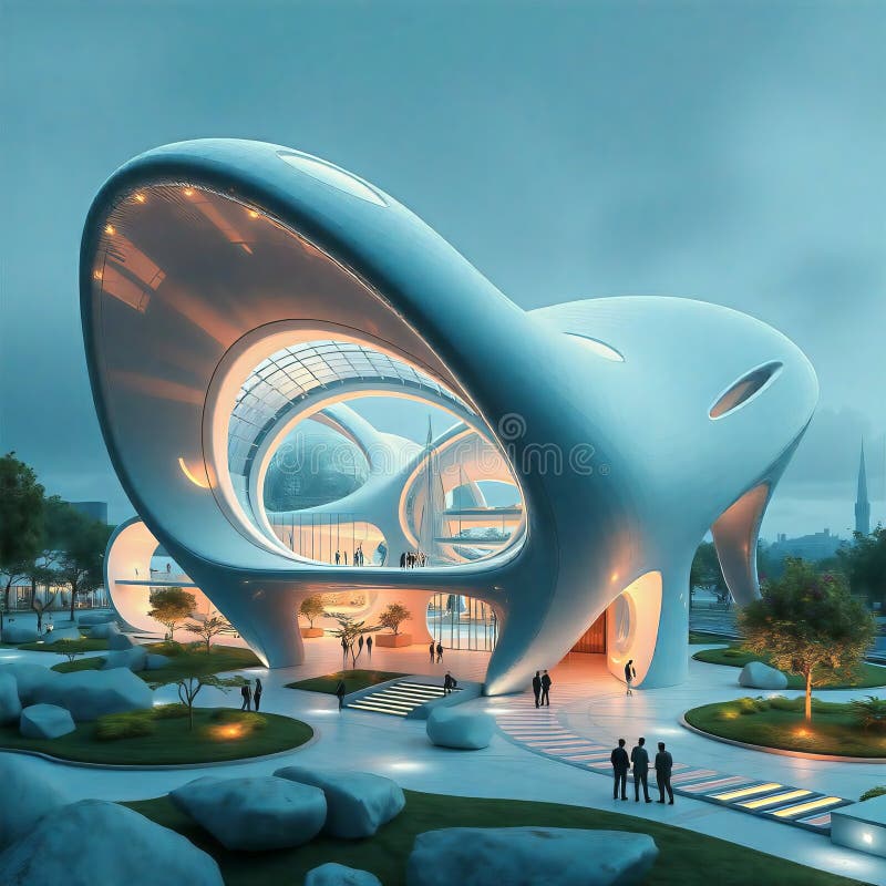 Futuristic Biomorphic Architecture with Sustainable Materials and ...