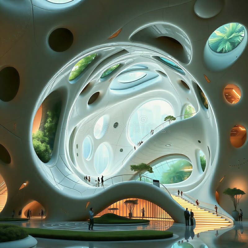 Futuristic Biomorphic Architecture with Sustainable Materials and ...