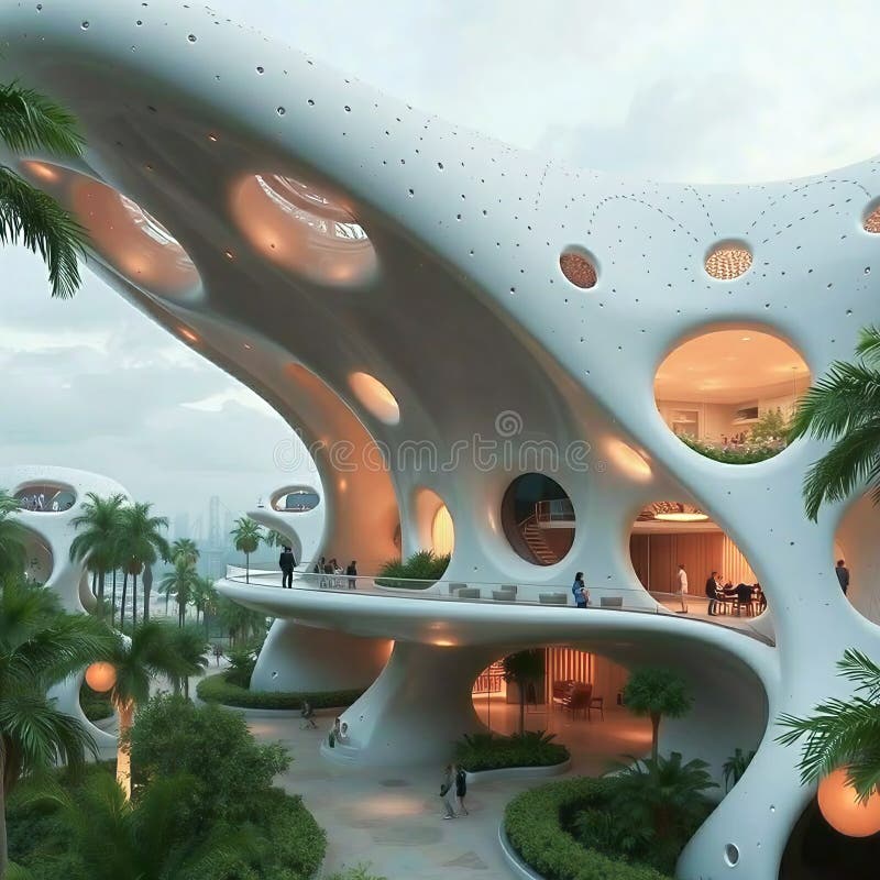 Futuristic Biomorphic Architecture with Sustainable Materials and ...
