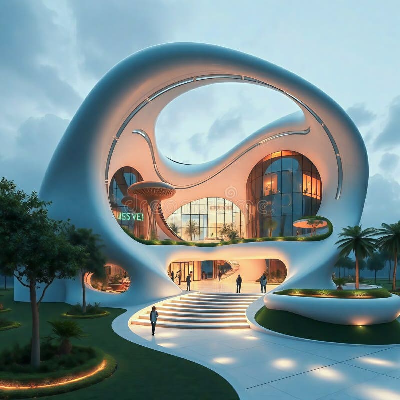 Futuristic Biomorphic Architecture with Sustainable Materials and ...