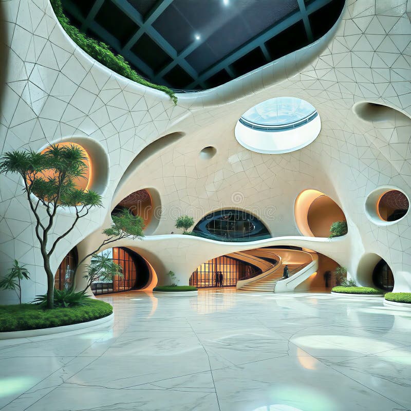 Futuristic Biomorphic Architecture with Sustainable Materials and ...