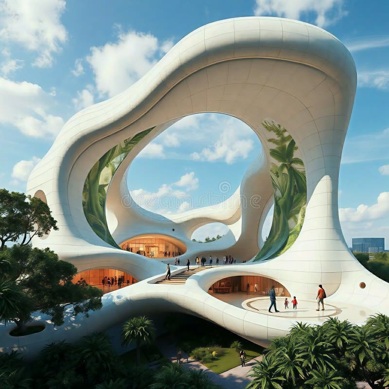 Futuristic Biomorphic Architecture with Sustainable Materials and ...