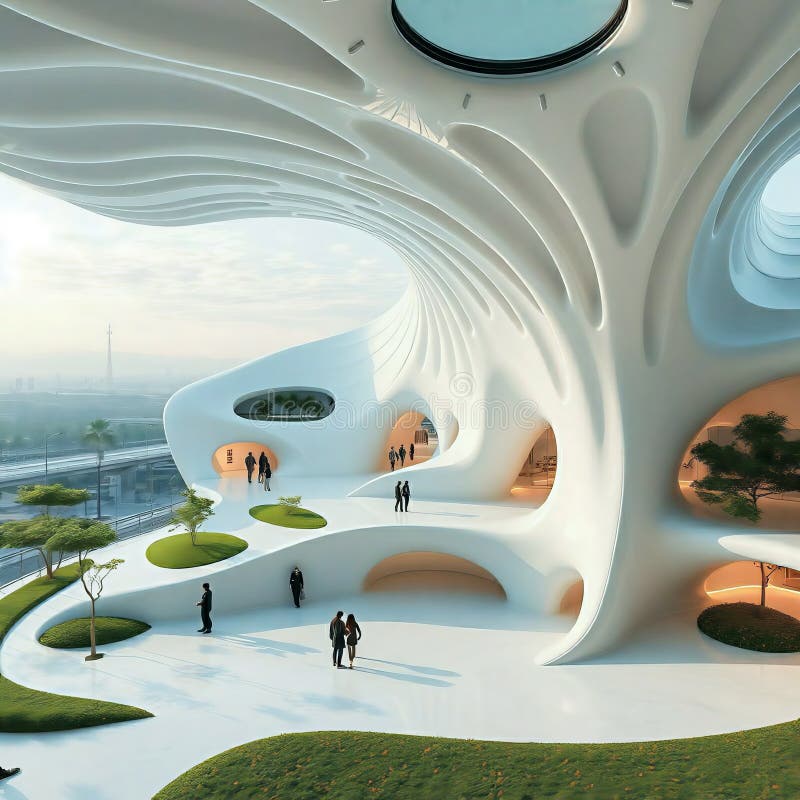 Futuristic Biomorphic Architecture with Sustainable Materials and ...