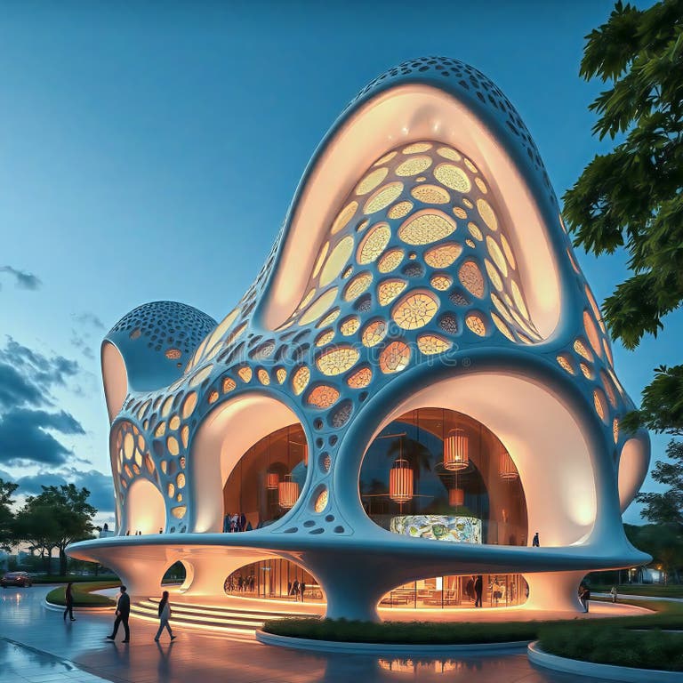 Futuristic Biomorphic Architecture with Sustainable Materials and ...