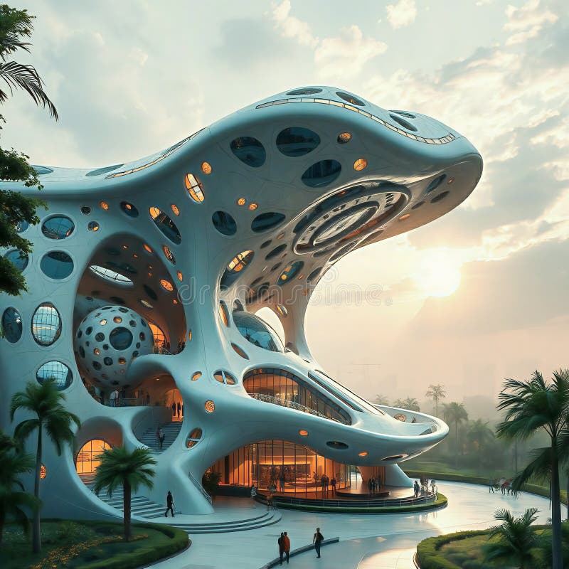 Futuristic Biomorphic Architecture with Sustainable Materials and ...