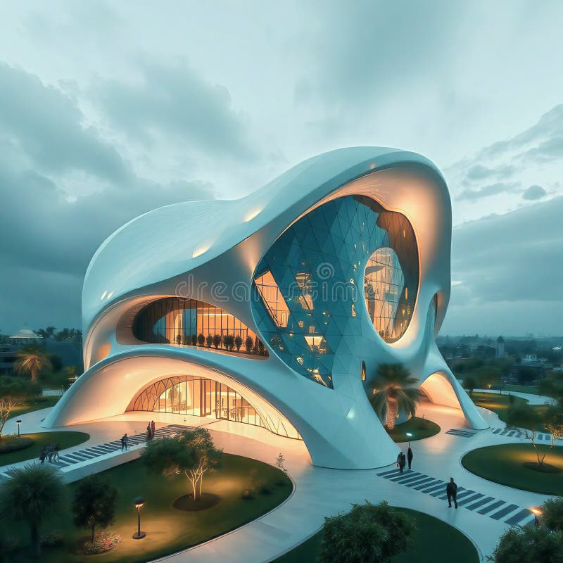 Futuristic Biomorphic Architecture with Sustainable Materials and ...