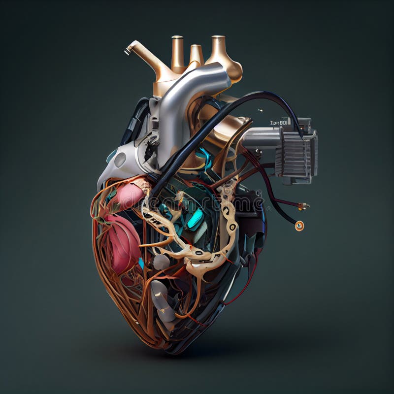 Futuristic Bionic Human Heart Prosthesis. Stock Illustration - Illustration of concept, love ...