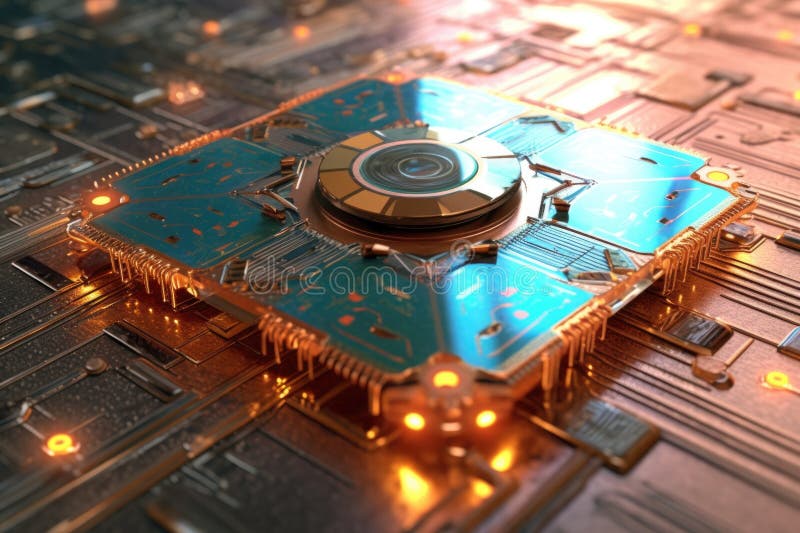 Futuristic Bionic Neural Chip on a Circuit Board Stock Illustration ...