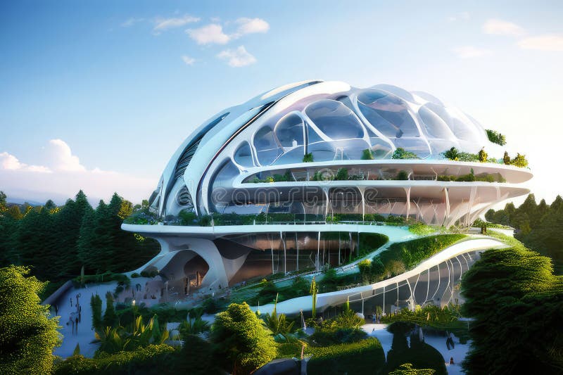 Futuristic Biospheric Building Construction Stock Photo - Image of ...