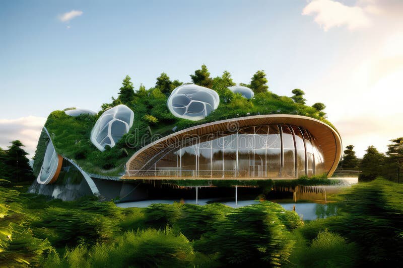 Futuristic Biospheric Building Construction Stock Image - Image of ...