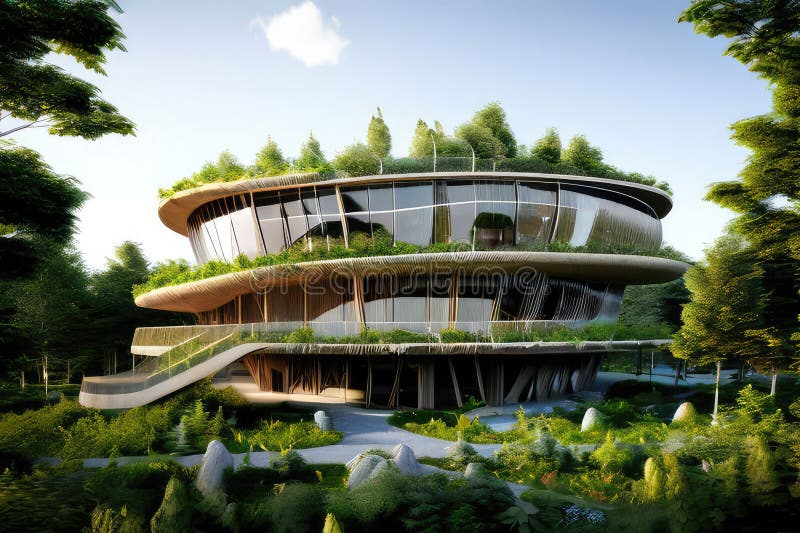 Futuristic Biospheric Building Construction Stock Image - Image of ...