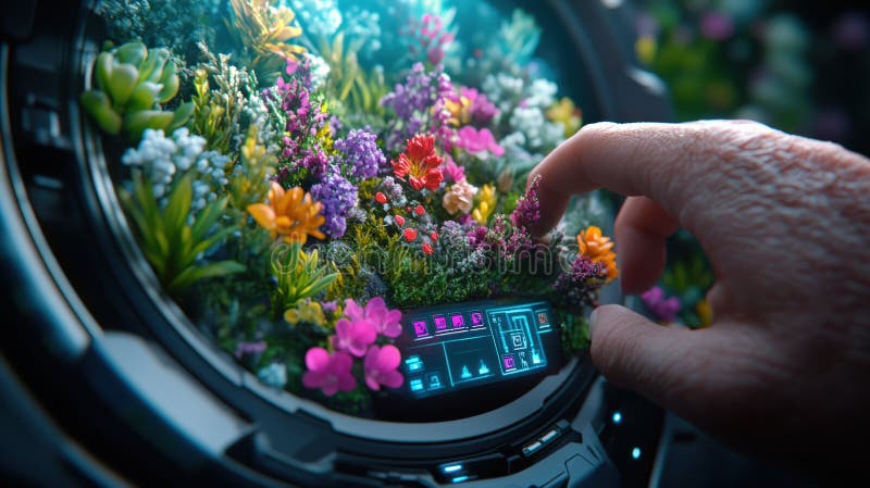 Futuristic Biotech Garden Interface Stock Illustration - Illustration ...