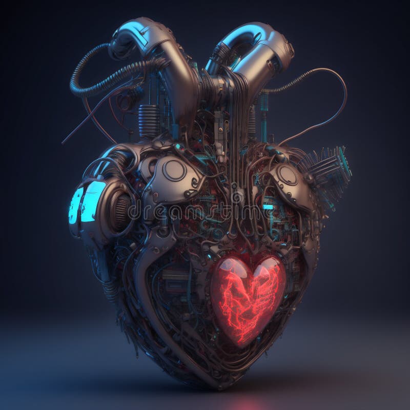 Futuristic Heart Created with Generative AI Stock Illustration ...
