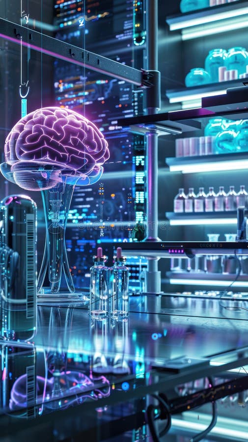 Futuristic Biotech Lab with Brain Computer Interfaces Digital Twins ...