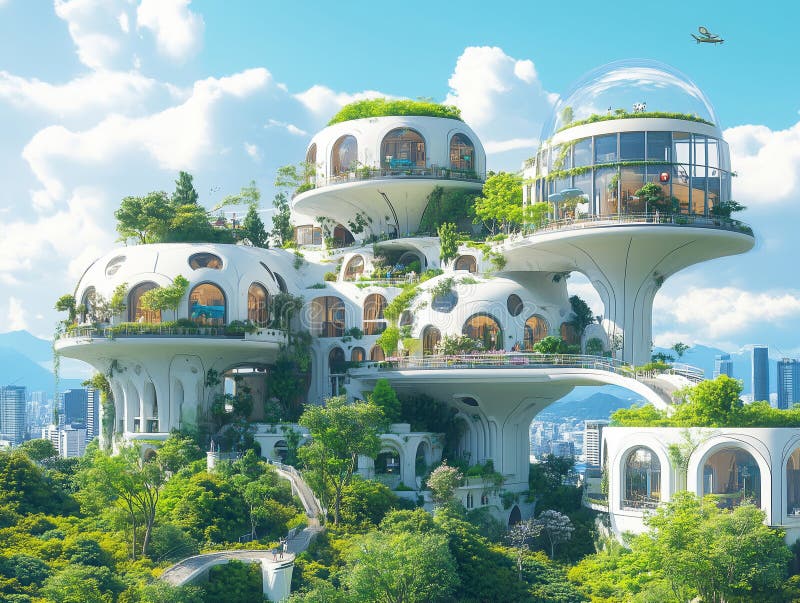 Futuristic Biotech Objects of the Future, Streamlined Shapes. Buildings ...