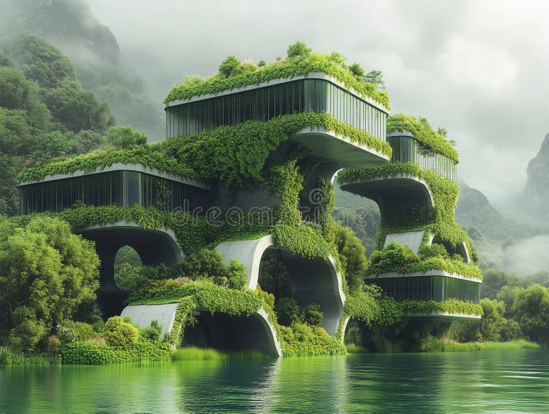 Futuristic Biotech Objects of the Future, Streamlined Shapes. Buildings ...