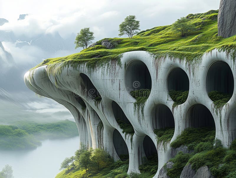 Futuristic Biotech Objects of the Future, Streamlined Shapes. Buildings, City Created with Care ...