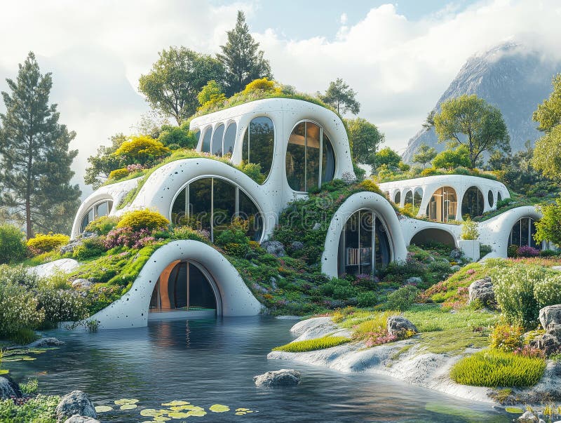 Futuristic Biotech Objects of the Future, Streamlined Shapes. Buildings ...