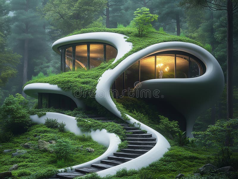 Futuristic Biotech Objects of the Future, Streamlined Shapes. Buildings ...