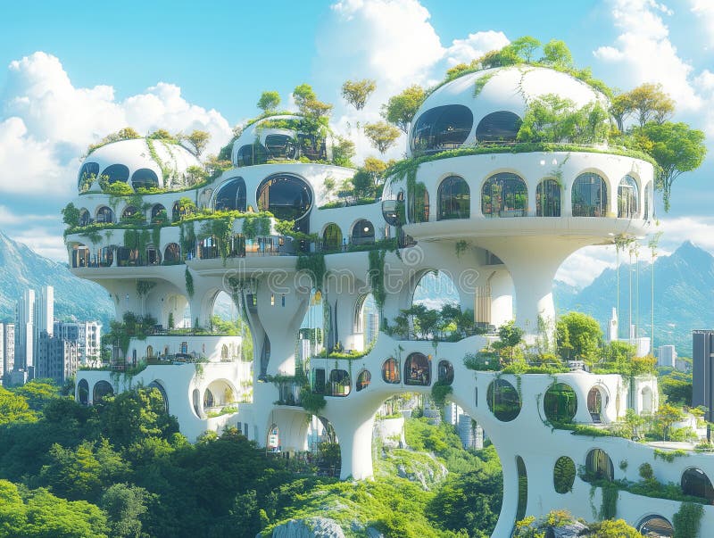 Futuristic Biotech Objects of the Future, Streamlined Shapes. Buildings ...