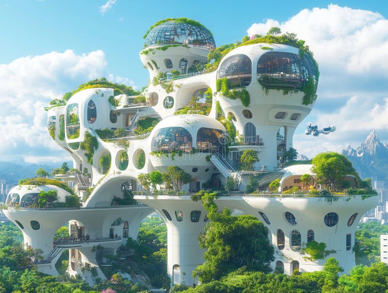 Futuristic Biotech Objects of the Future, Streamlined Shapes. Buildings ...