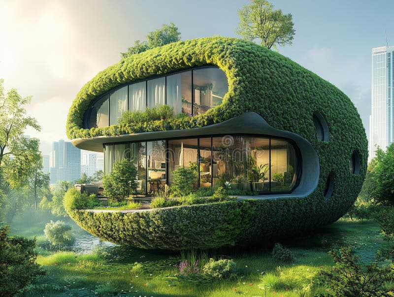 Futuristic Biotech Objects of the Future, Streamlined Shapes. Buildings, City Created with Care ...