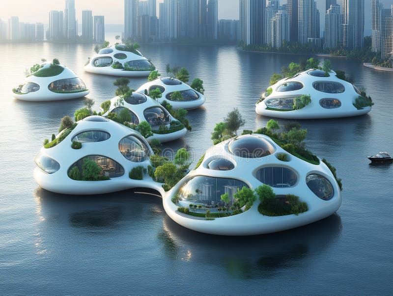 Futuristic Biotech Objects of the Future, Streamlined Shapes. Buildings ...