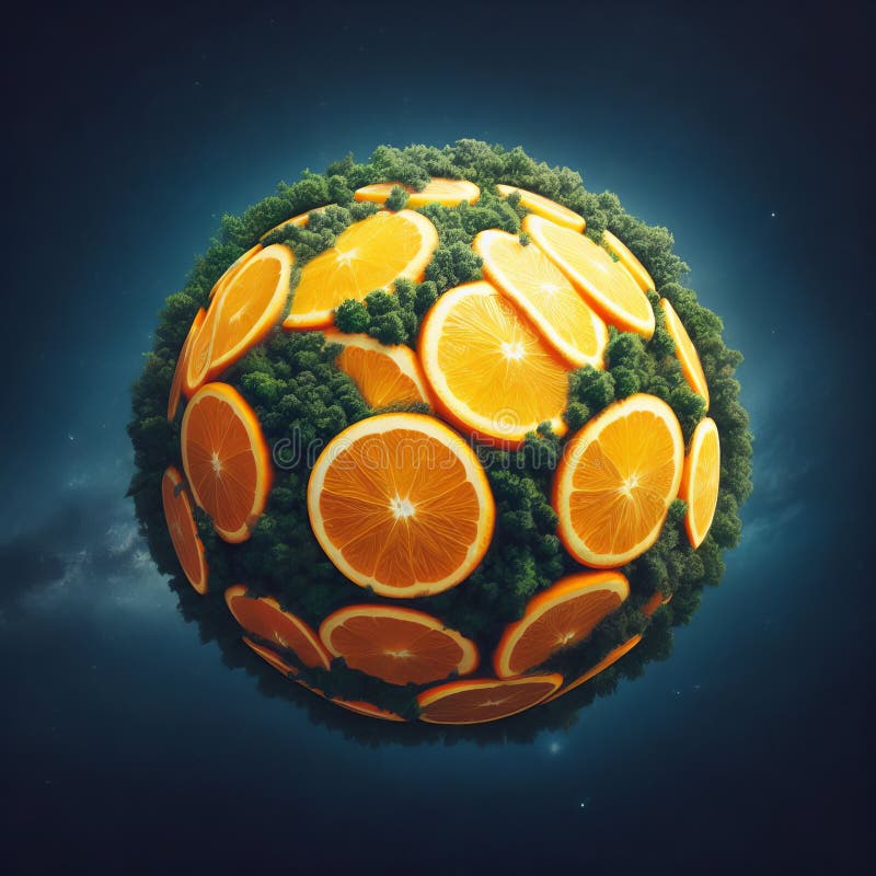 Orange Fruit in the Form of an Earth Globe with Continents Stock Photo ...