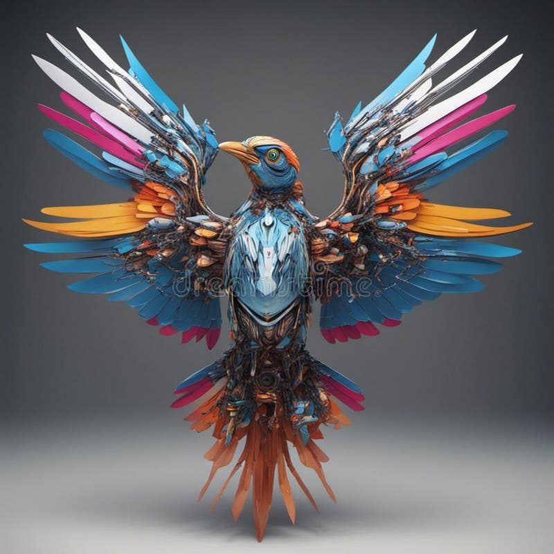 Futuristic Bird Robot, Metallic Construction Stock Illustration ...