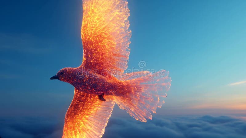 Futuristic Bird with Wings Made of Glowing Algorithmic Graphs and ...