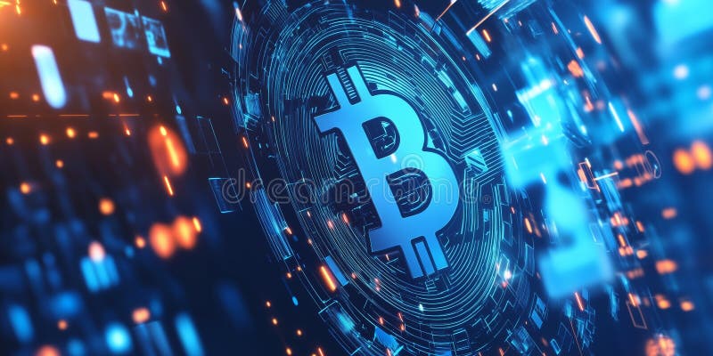 Futuristic Bitcoin Cryptocurrency in a Digital Blockchain Network Stock ...