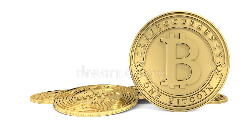 Golden Bitcoin coin stock illustration. Illustration of cryptography ...