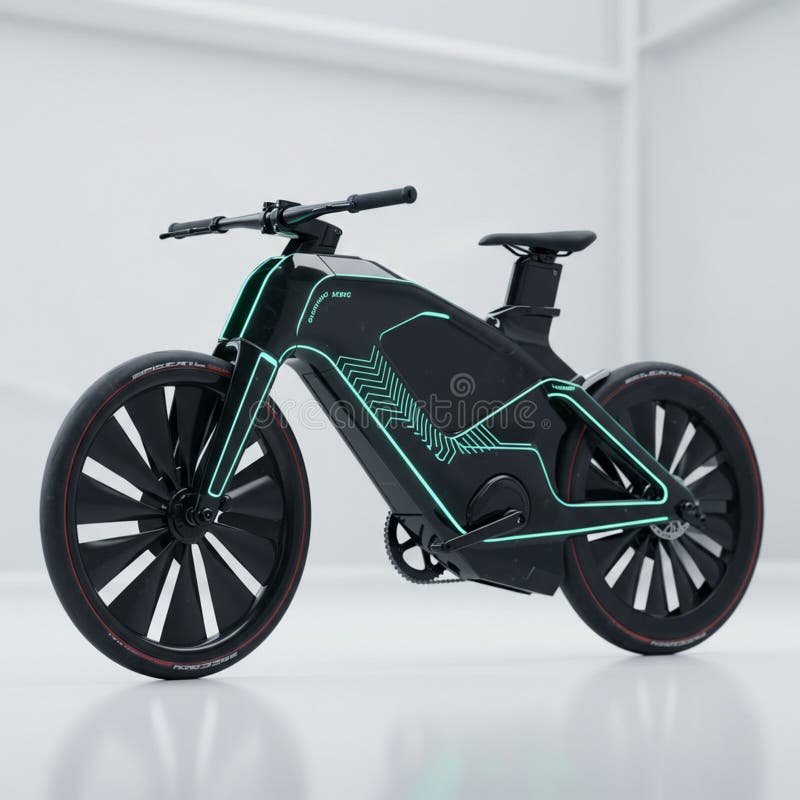 Futuristic Black Bicycle with a Sleek, Angular Design Highlighted by ...