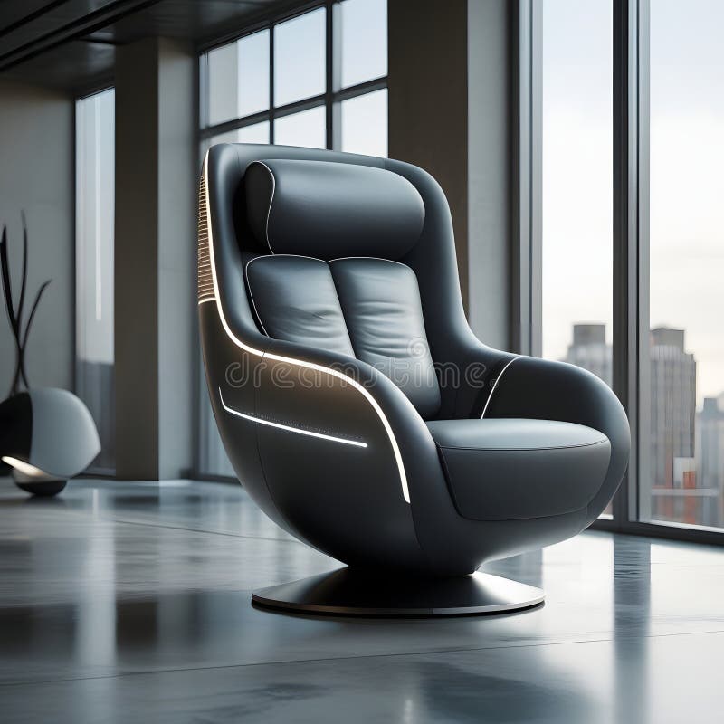 Black Chair in White Background, AI Generated Stock Illustration - Illustration of design ...